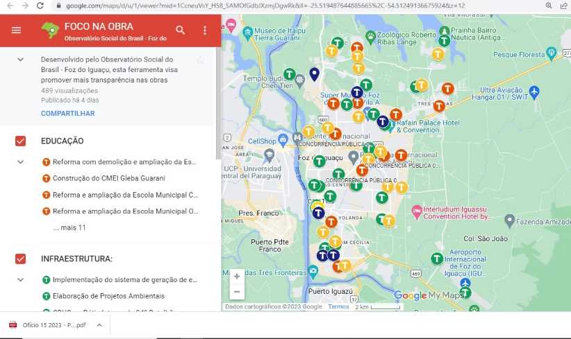 Mapa on-line mostra a situação de 65 obras públicas de Foz do Iguaçu ...